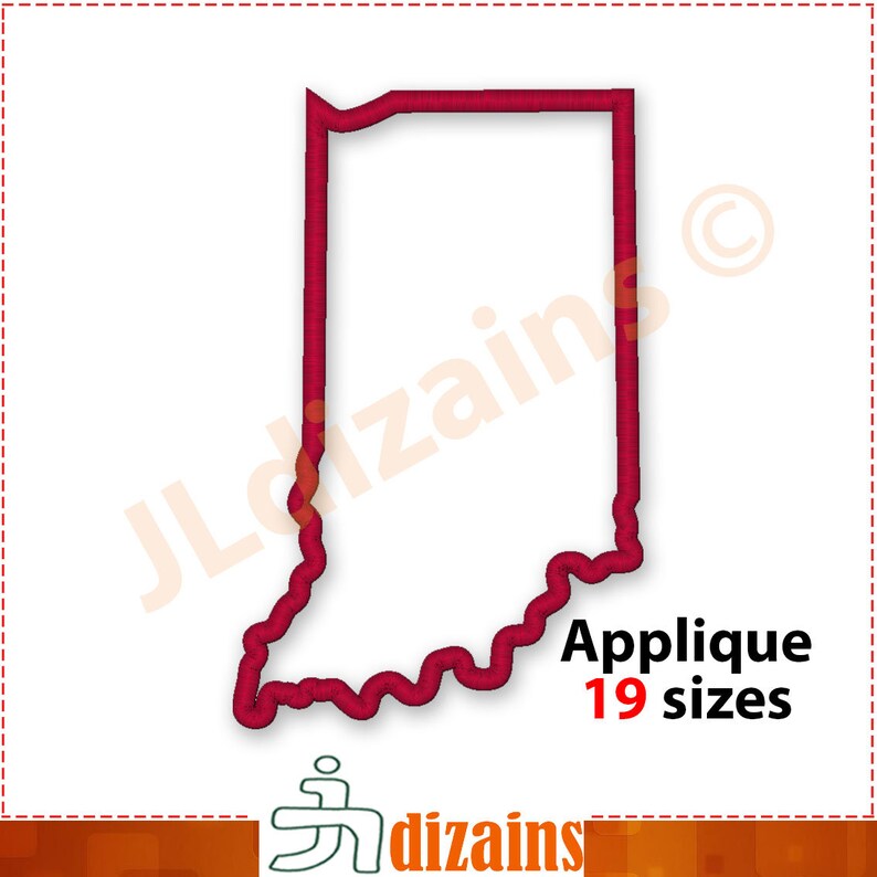 Indiana State Applique Embroidery Design. Machine Embroidery Design ...