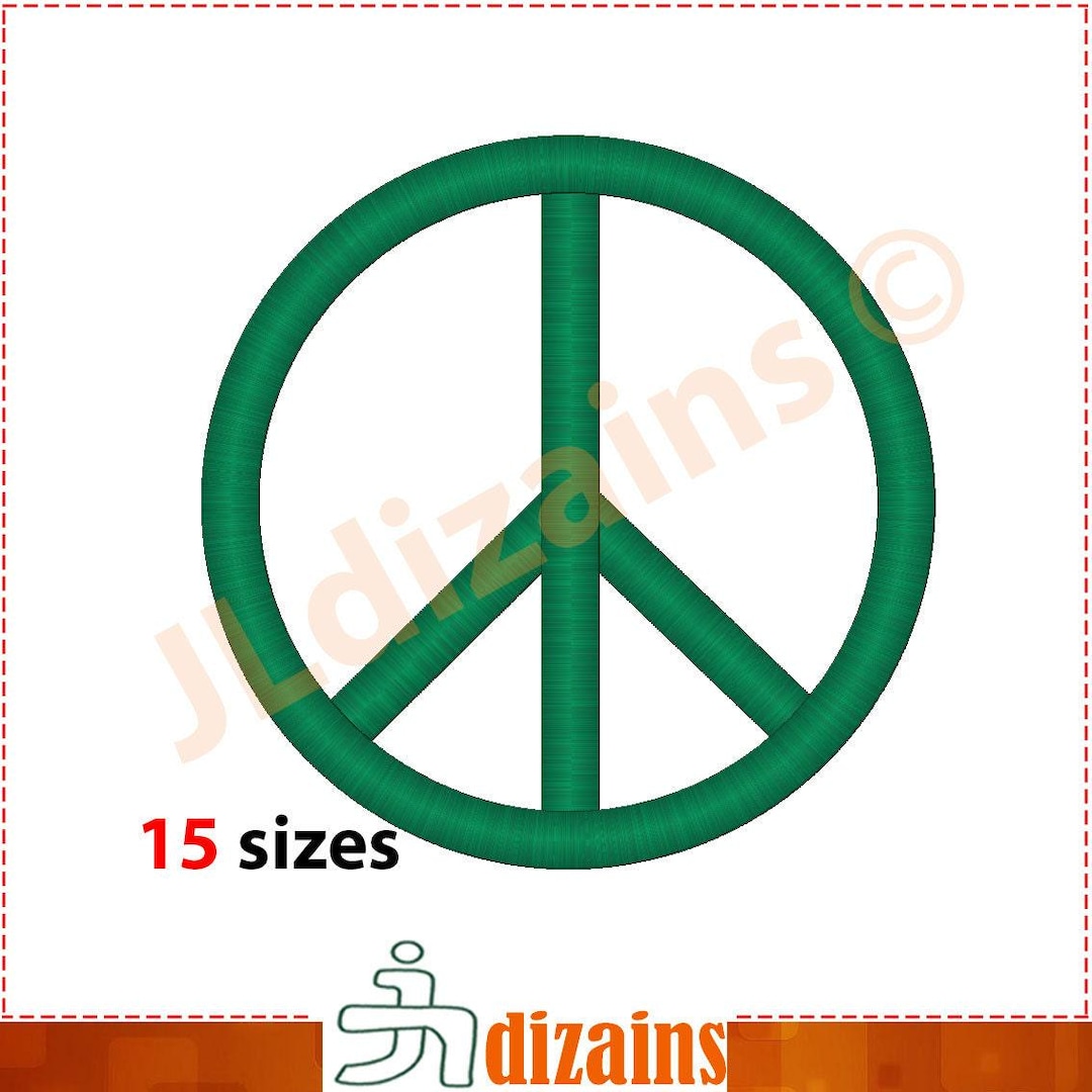 Peace Embroidery Design. Peace Sign Machine Embroidery Design. Satin ...