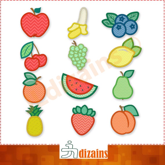 Fruit Applique Design Set. Fruit Embroidery Design Set. - Etsy Australia