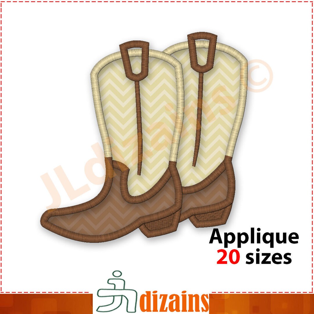 Cowboy Boots Applique Embroidery Design. Cowboy Boots Applique Design ...