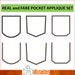 Pockets Applique Design Set. Pocket Embroidery Design Set. Fake Pocket ...