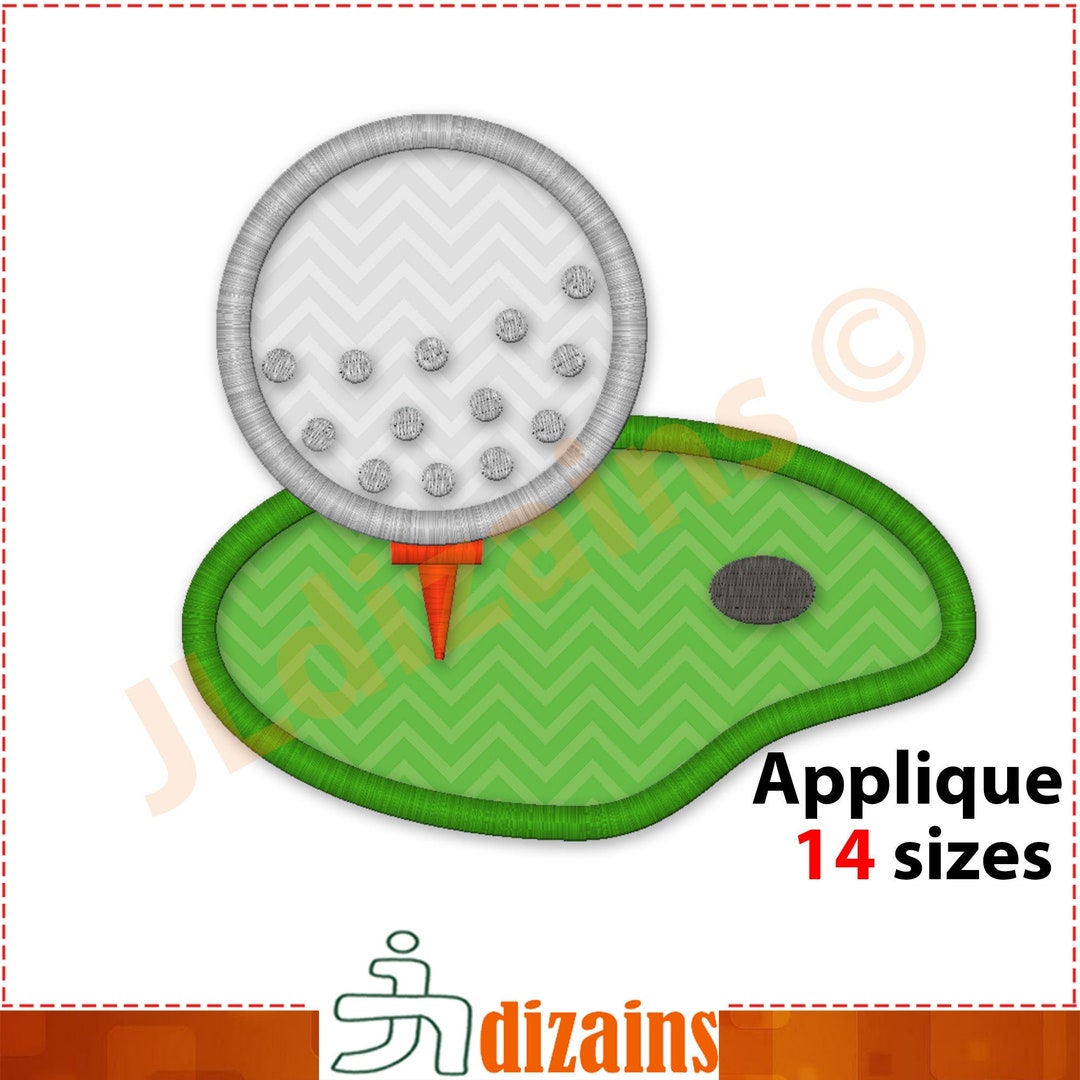Golf Applique Embroidery Design. Golf Ball With Green Field Machine ...