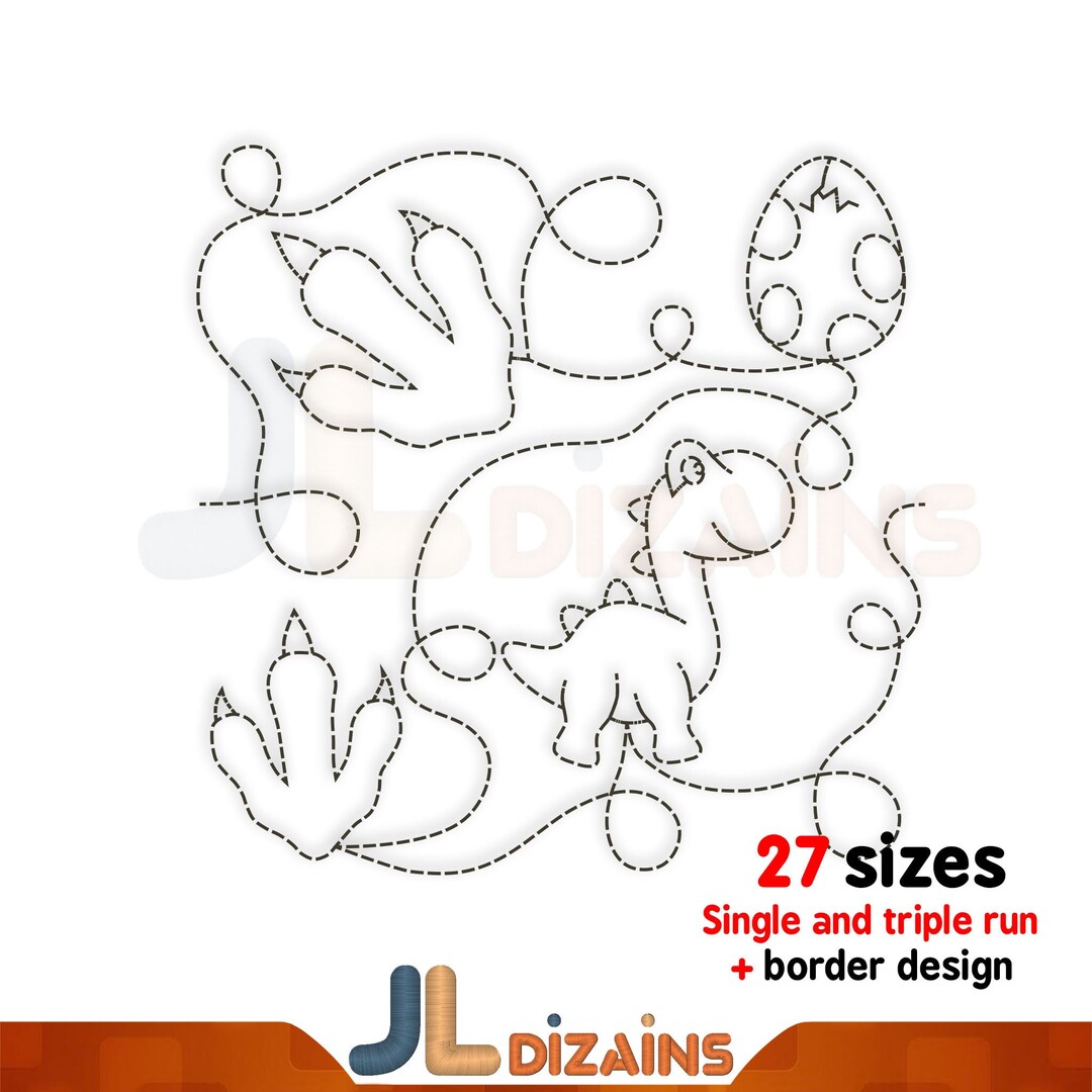 Dinosaur Quilt Block Machine Embroidery Design. Dinosaur Quilt Block Embroidery. Dinosaur ...