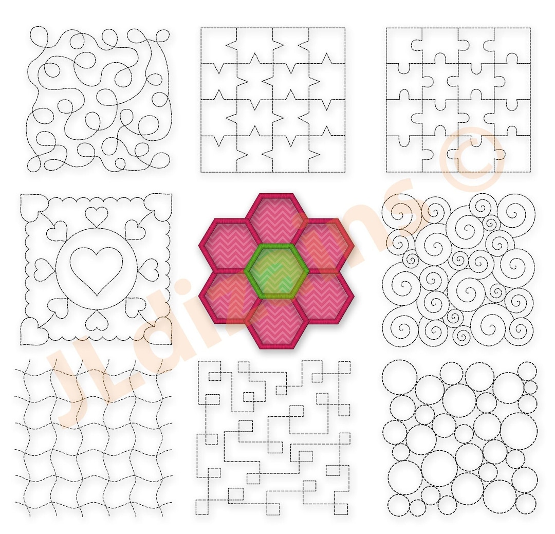 Quilting Background Embroidery Design Set. Quilt Block Pattern ...