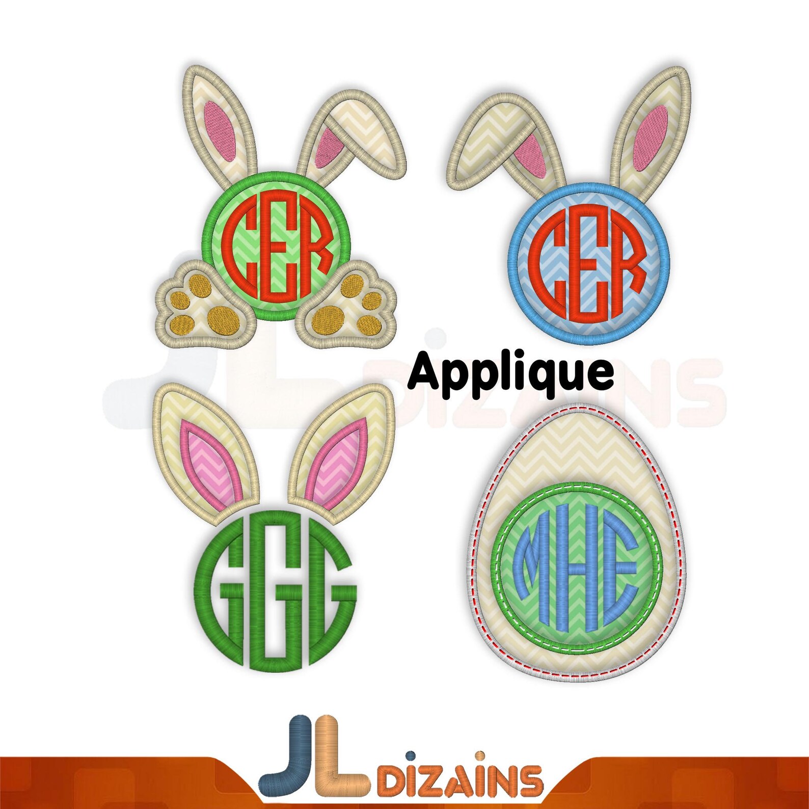 Easter Monogram Embroidery Applique Set. Easter Applique Design. Easter ...