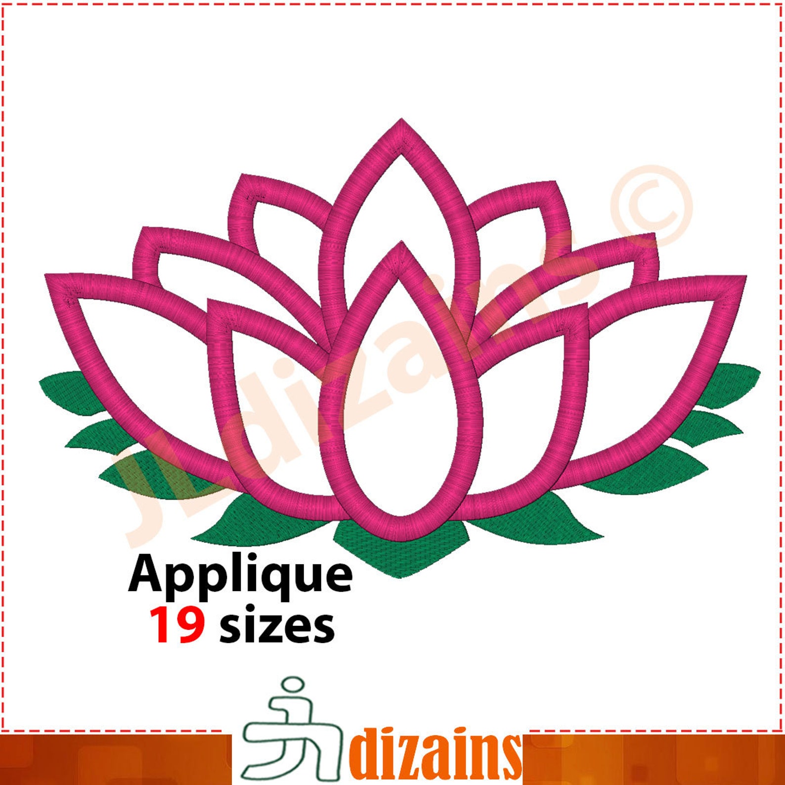 Lotus Flower Applique Design. Lotus Flower Embroidery. Embroidery ...
