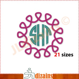 Monogram Frame Embroidery Design. Circle Monogram Embroidery - Etsy