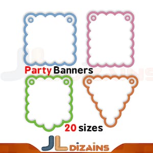 Banner Embroidery Designs Set. Birthday Banners Machine Embroidery ...