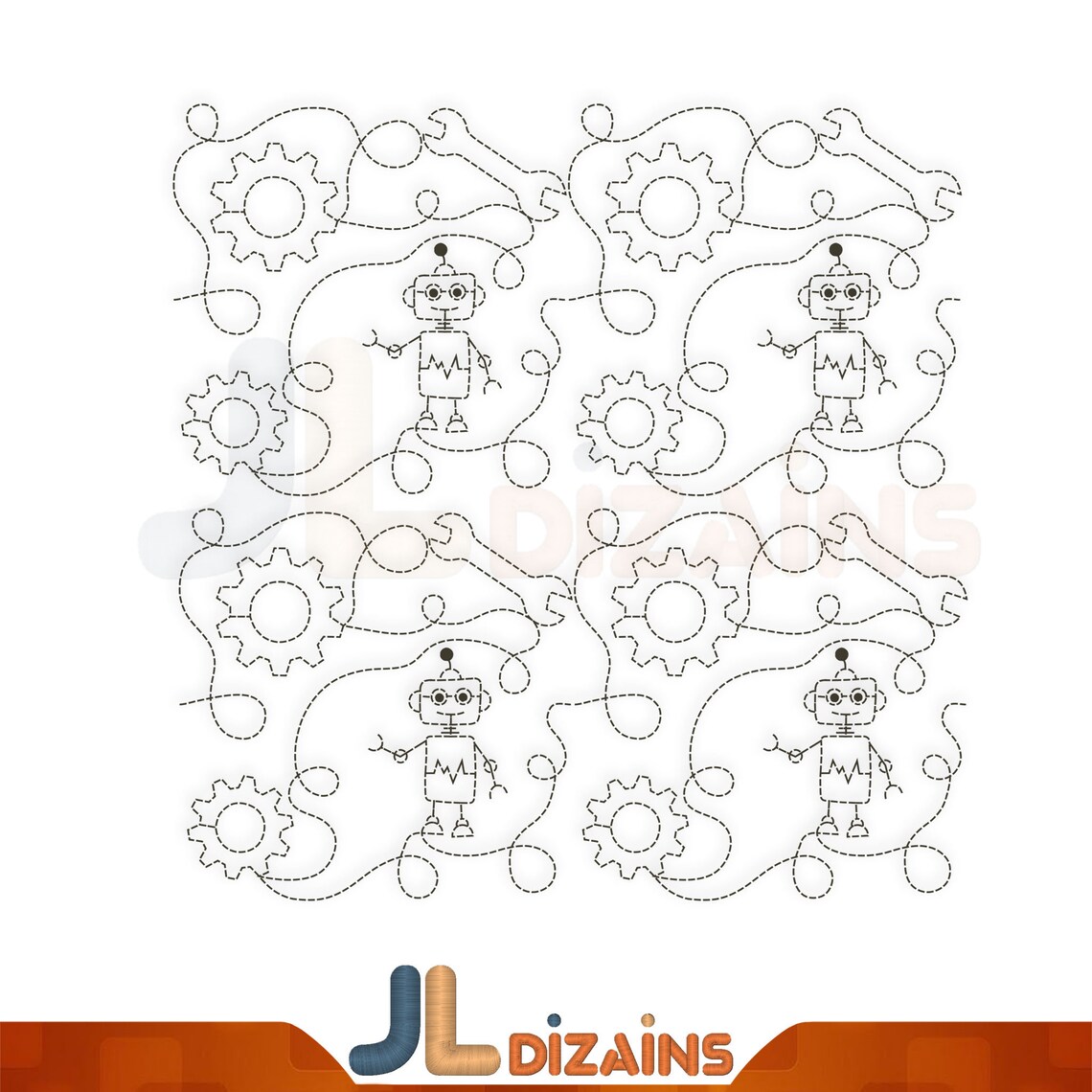 Robot Quilt Block Machine Embroidery Design. Robot Quilt Block ...