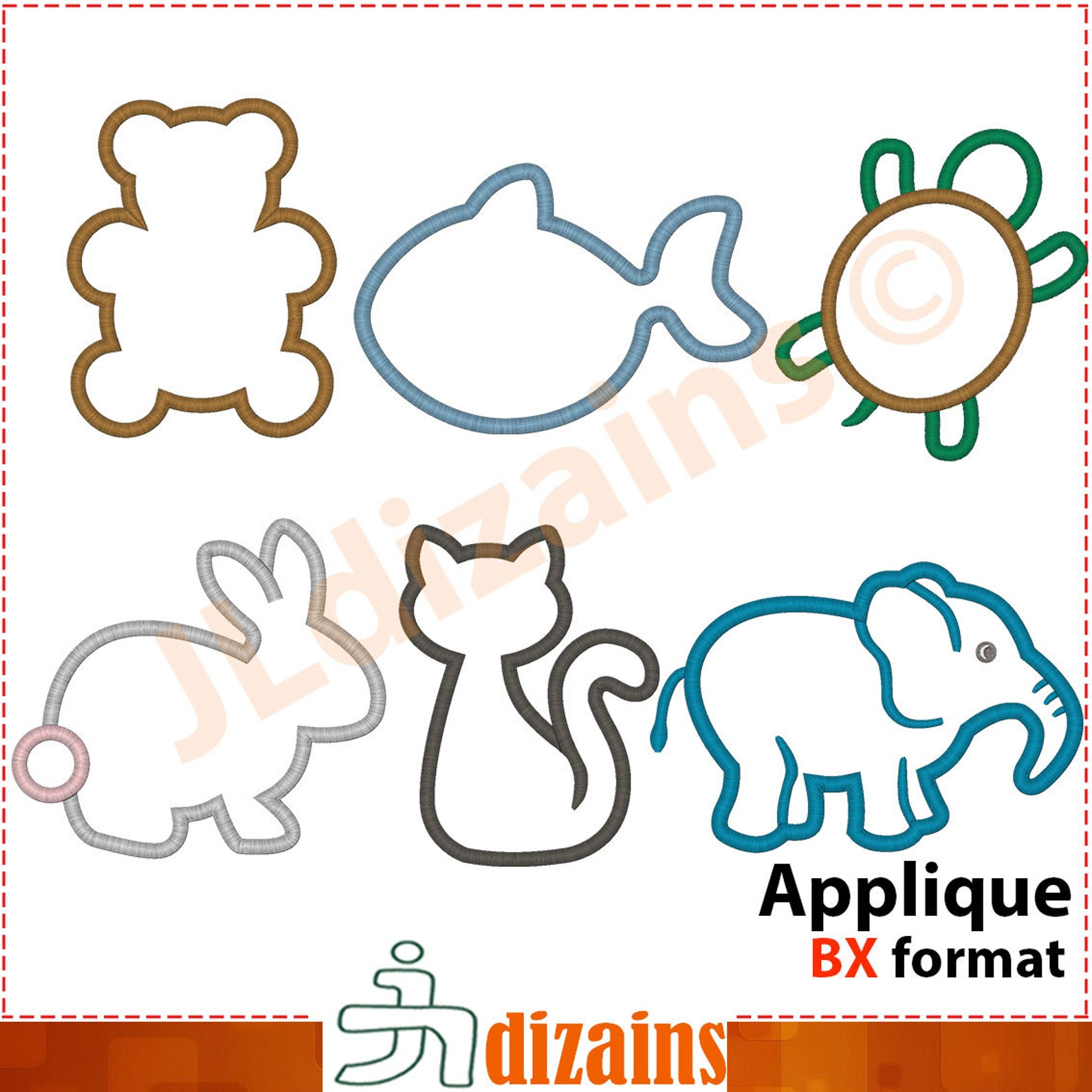 Animals Applique Design Set. Animal Embroidery Design. - Etsy