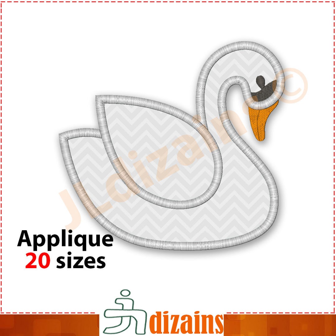 Swan Applique Design. Swan Embroidery Design. Embroidery Designs Swan ...