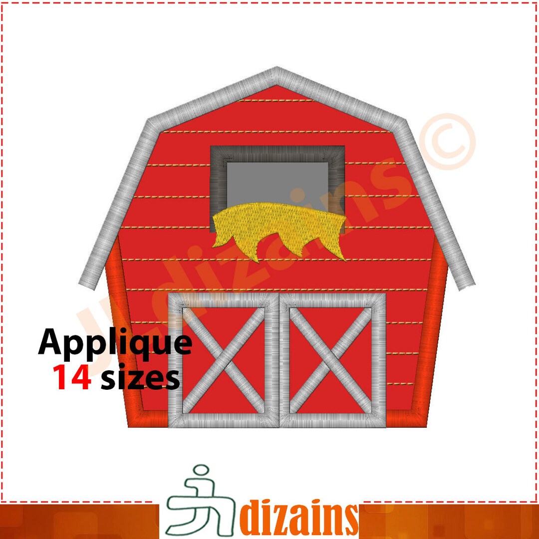 Barn Applique Design. Barn Embroidery Design. Embroidery Design Barn ...