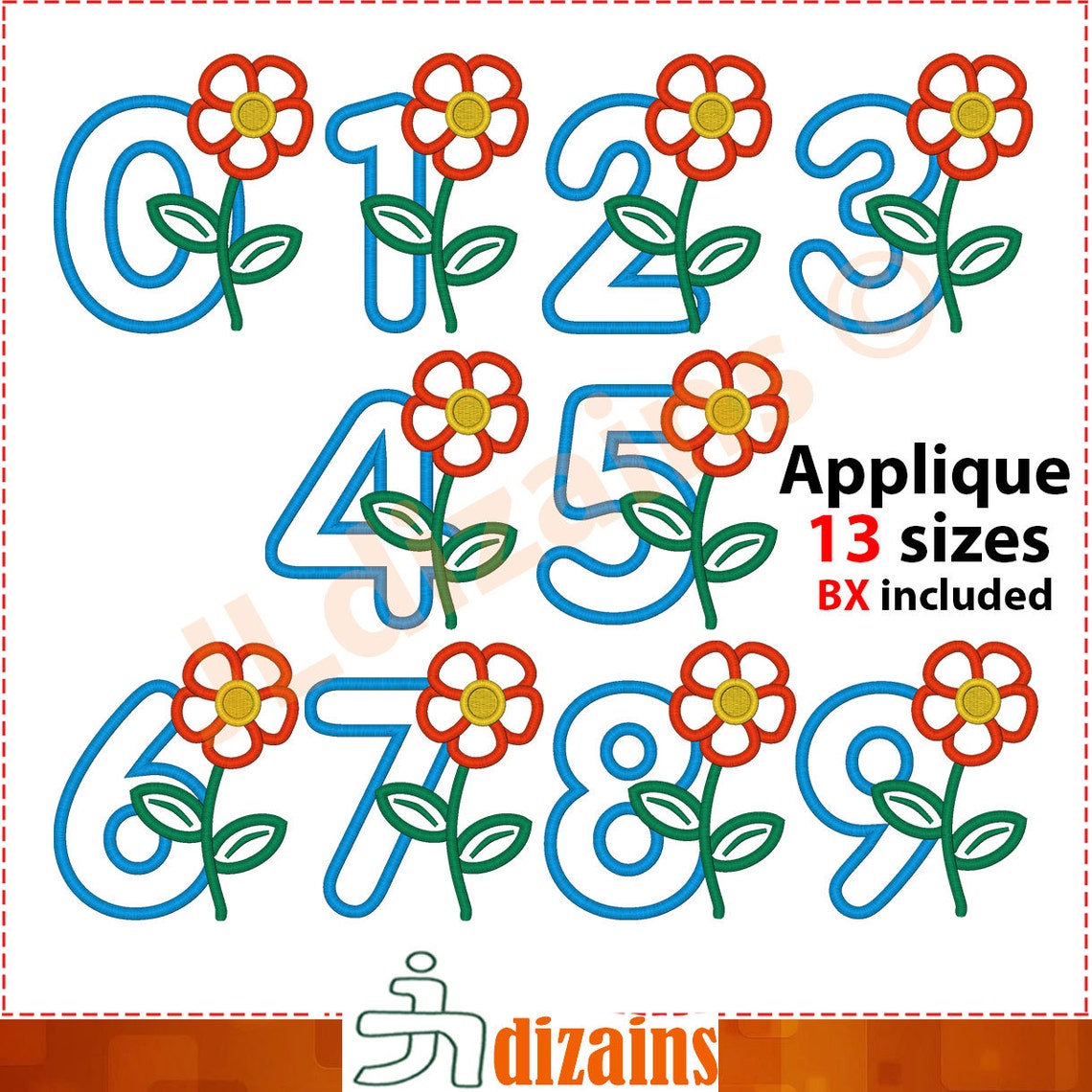 Applique Numbers. Flower Number Embroidery Design. Numbers - Etsy