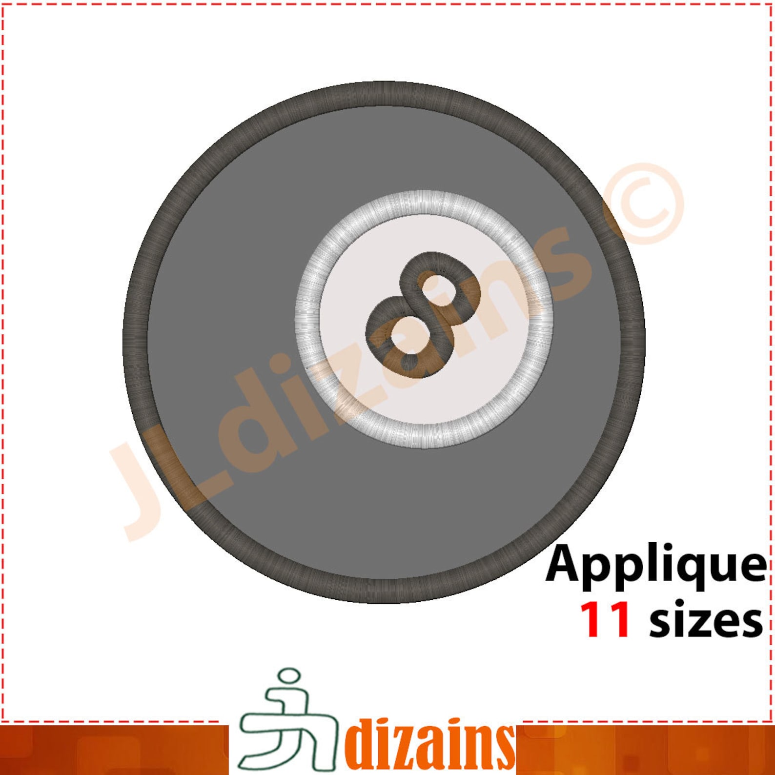 Eight Ball Applique Design. Eight Ball Embroidery Design. Pool - Etsy