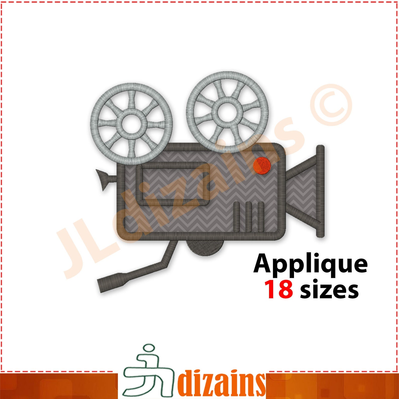 Movie Camera Embroidery Applique Design. Film Camera Applique. Movie ...