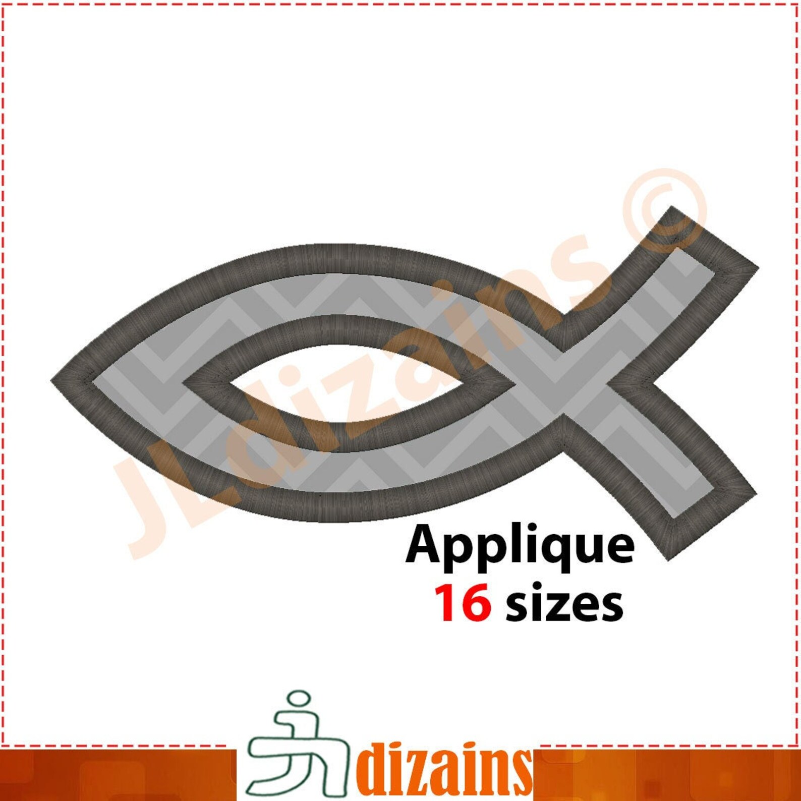 Jesus Fish Applique Design. Christian Fish Embroidery Design. | Etsy