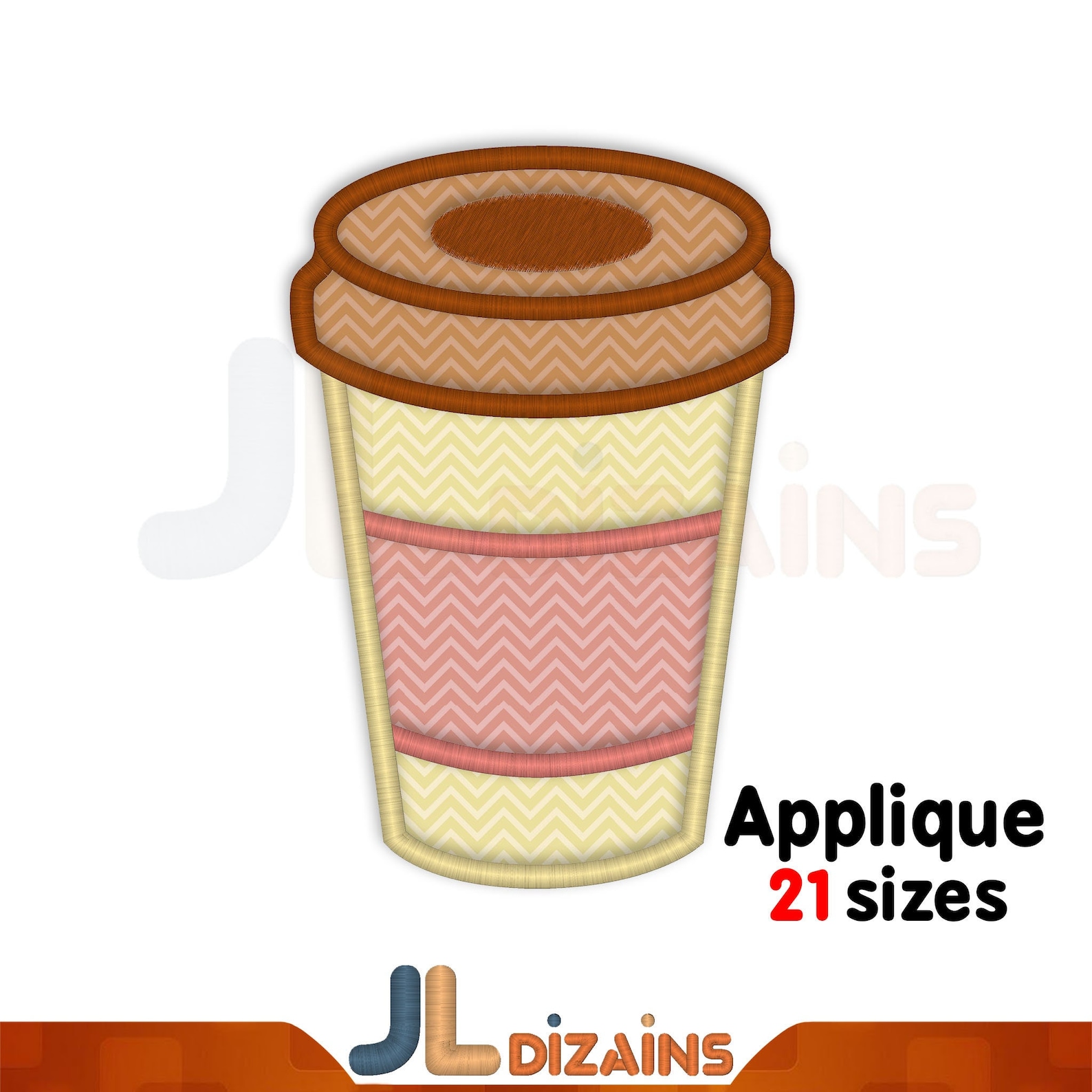 Coffee Cup Applique Embroidery Design. Coffe Mug Embroidery. Take Away ...