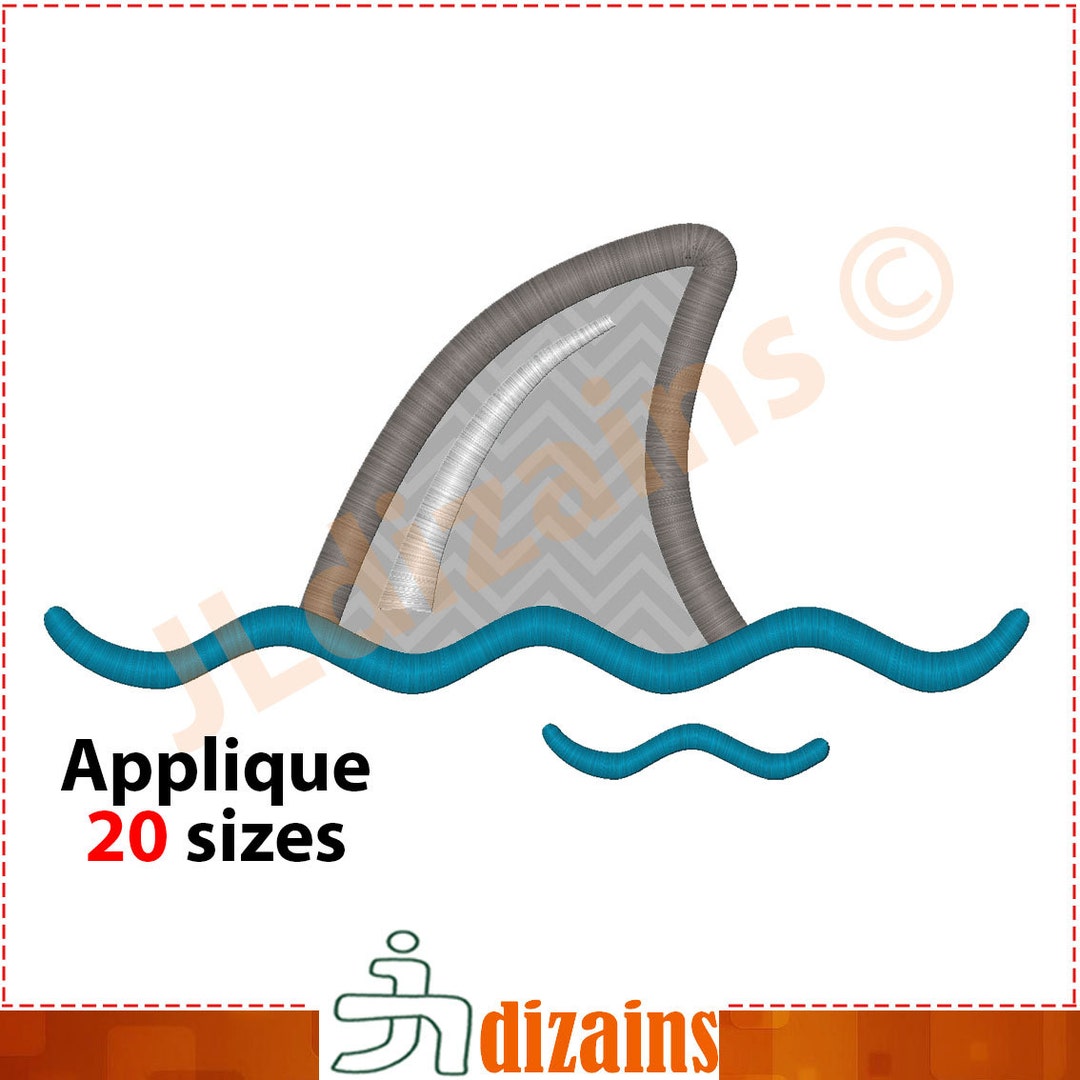 Shark Fin Applique Design. Shark Fin Embroidery Design. Shark ...