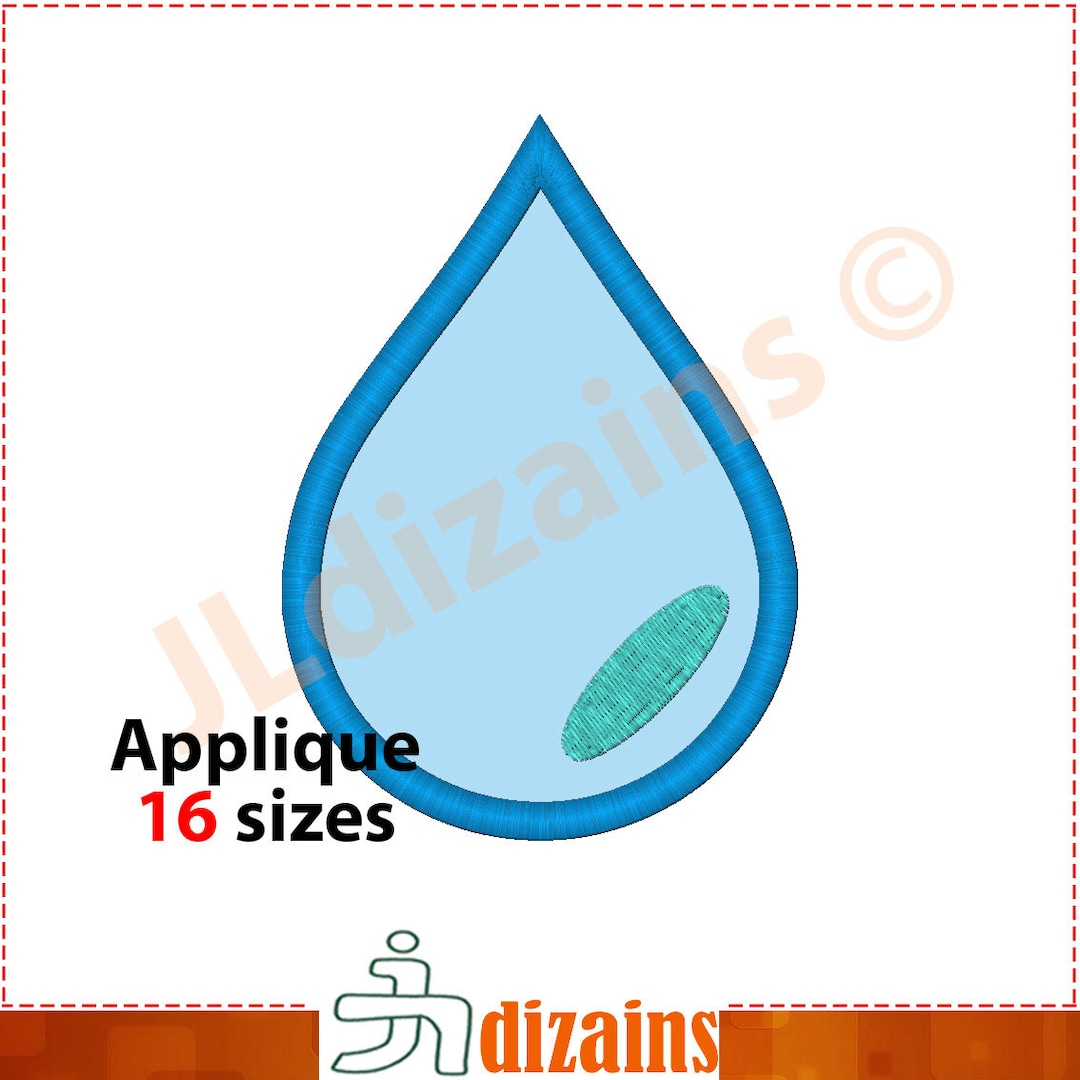 Droplet Applique Design. Droplet Embroidery Design. Water Drop ...