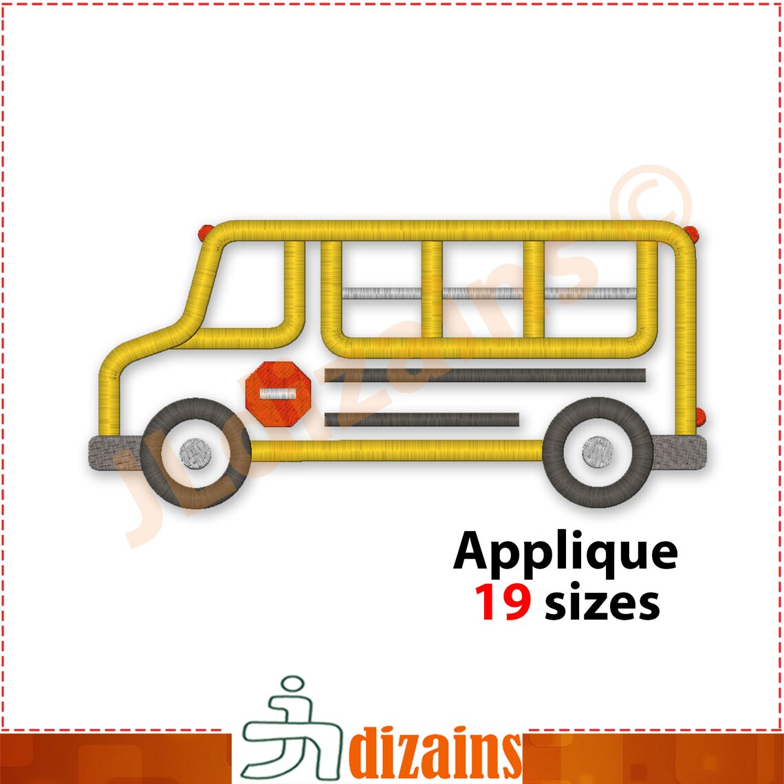 School Bus Applique Embroidery Design. School Bus Applique Design ...