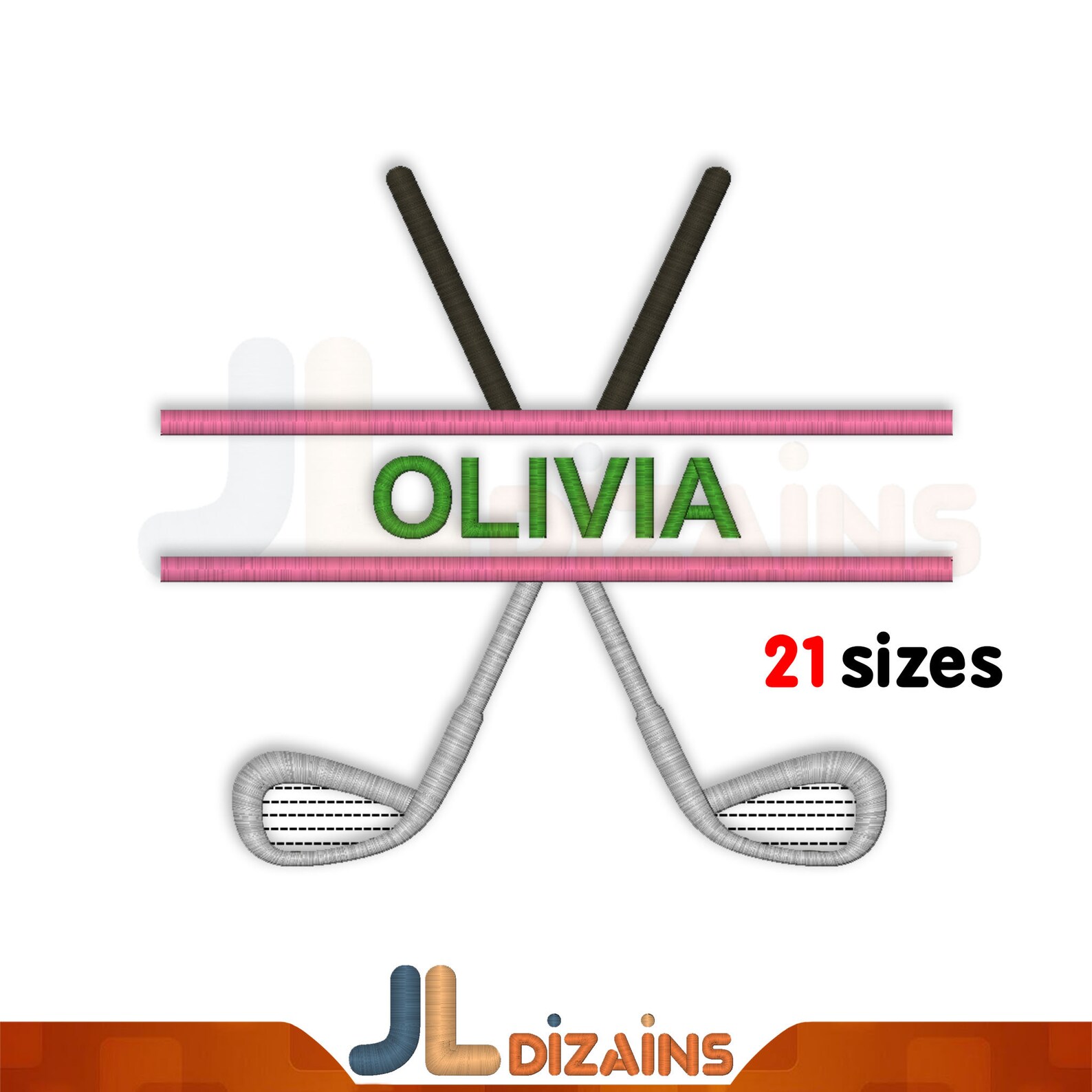 Golf Embroidery Design. Split Golf Embroidery Design. Golf Clubs ...