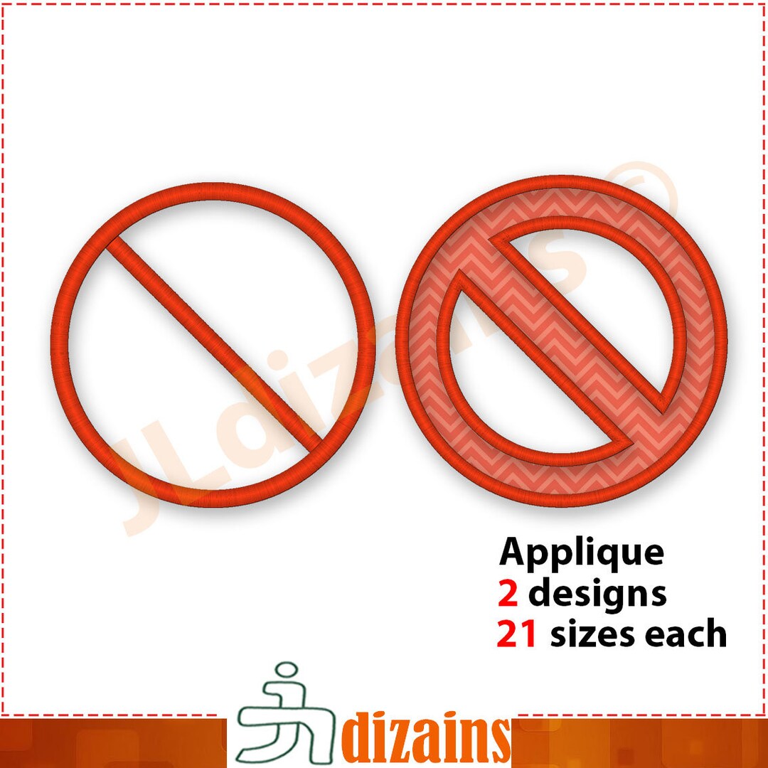 Prohibition Sign Applique Design. Prohibition Sign Embroidery Design ...