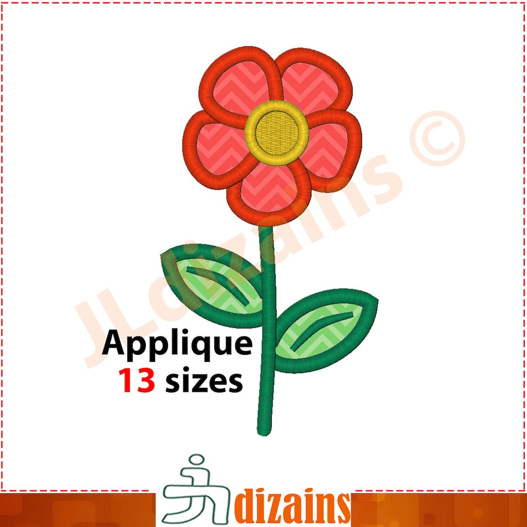 Flower Embroidery Design. Embroidery Applique Flower. Flower Applique ...