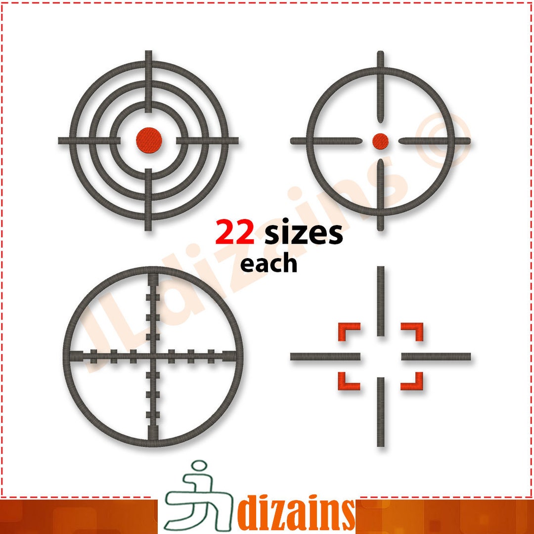 Crosshair Embroidery Designs. Aim Embroidery Designs. Target Embroidery ...