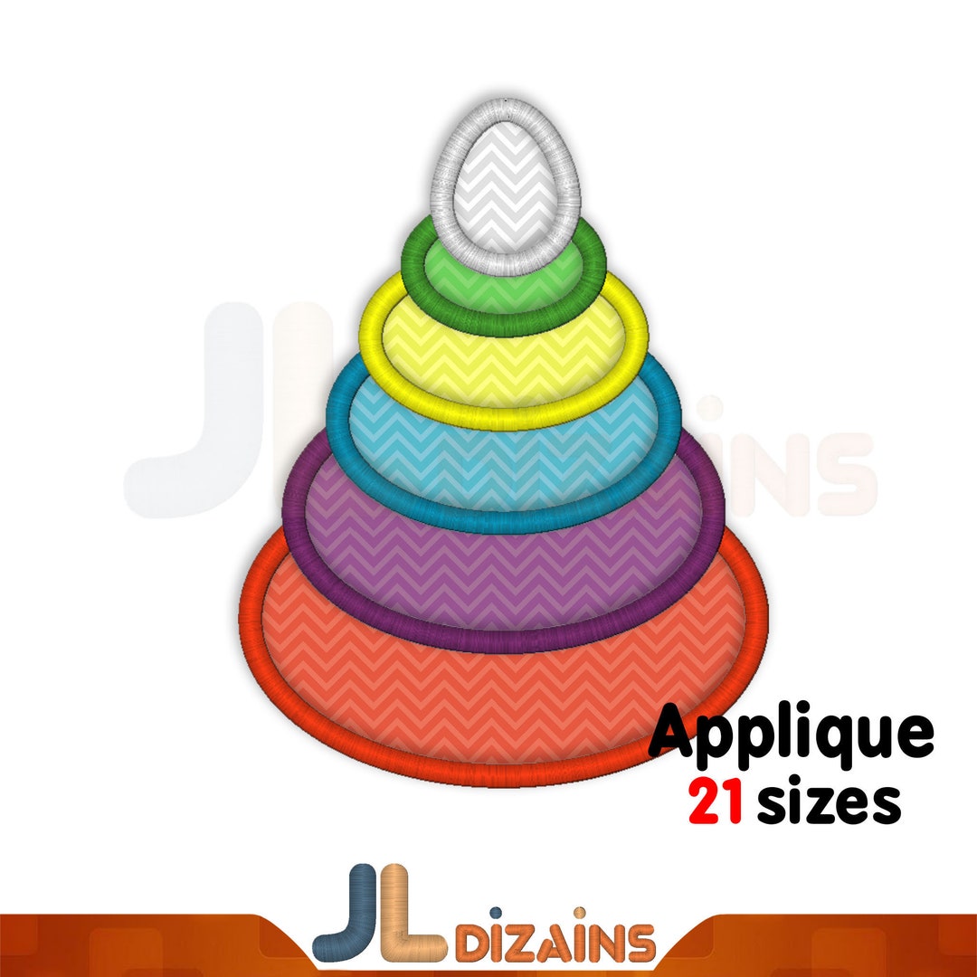 Toy Pyramid Applique Embroidery Design. Toy Embroidery Design. Kids ...