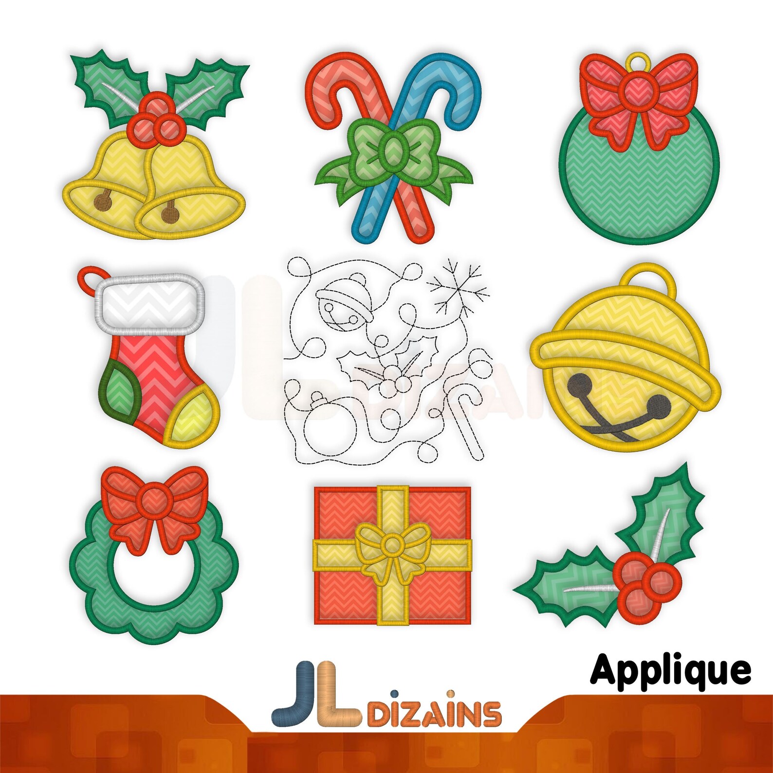 Christmas Applique Embroidery Design Set. Christmas Embroidery Designs ...