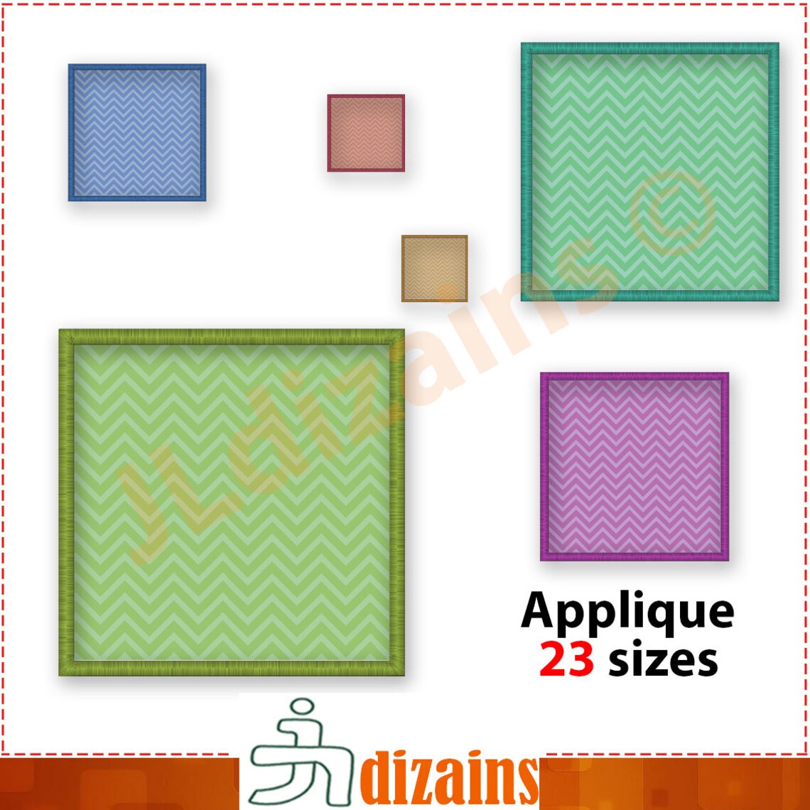 Square Applique Embroidery Design. Square Embroidery Design. - Etsy