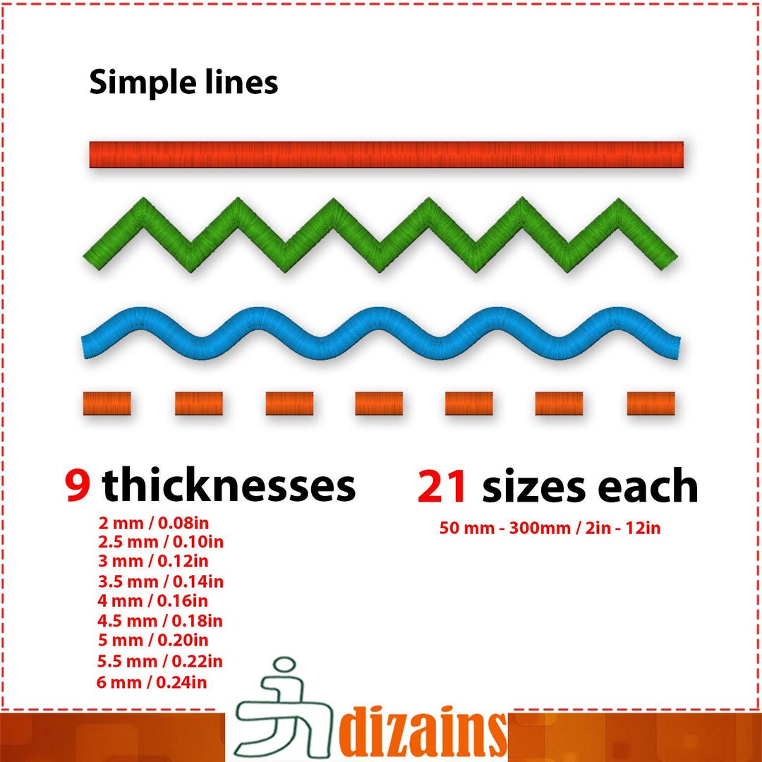 Satin Stitch Lines Embroidery. Simple Line Embroidery, Wavy Line ...