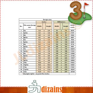 Golf Number Embroidery Applique Design Set. Golf Numbers Embroidery ...