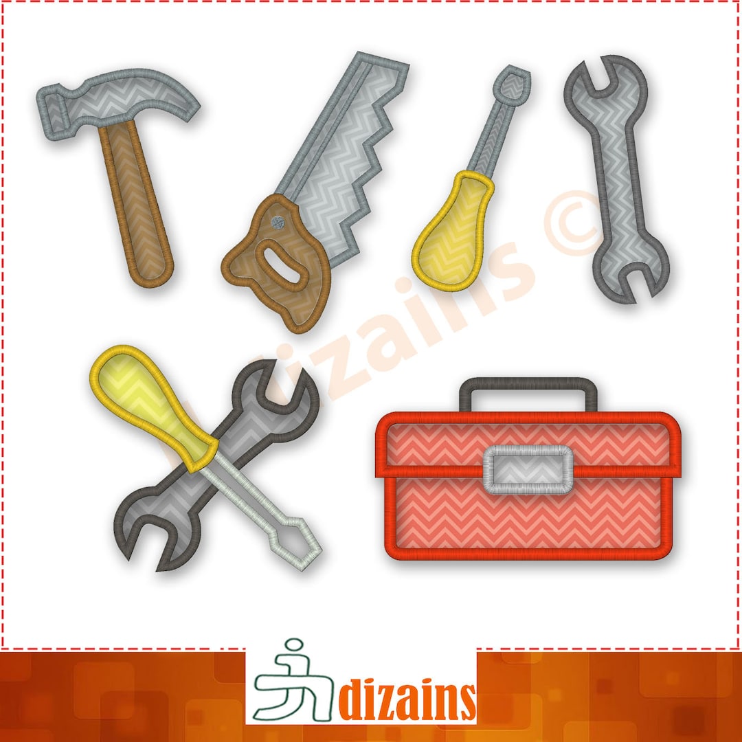 Tools Applique Design Set. Tools Embroidery Design. Tools Embroidery ...
