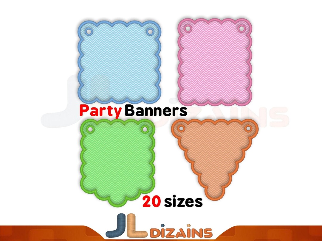 Banner Embroidery Designs Set. Birthday Banners Machine Embroidery ...