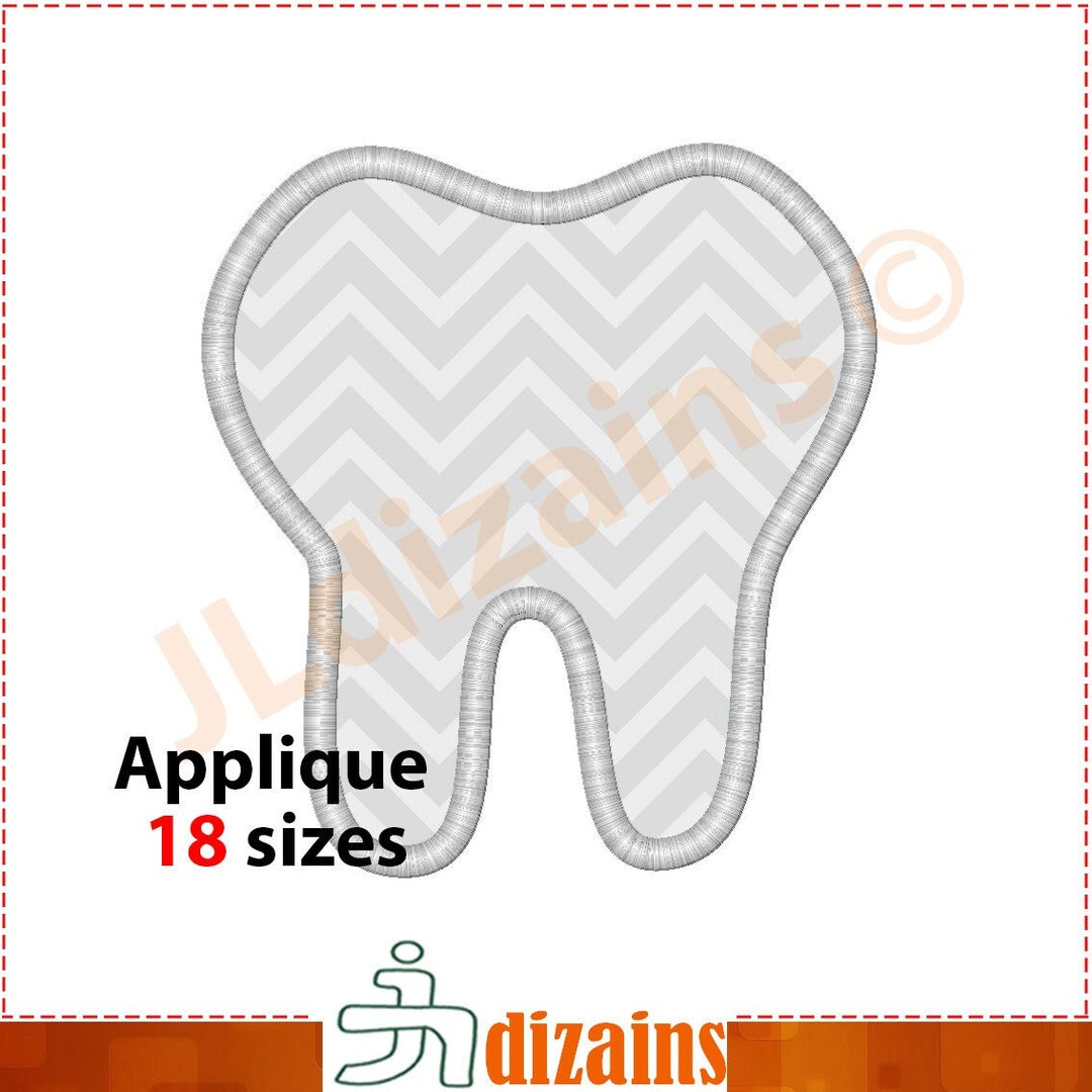 Tooth Applique Design. Tooth Embroidery Design. Teeth Applique Design ...