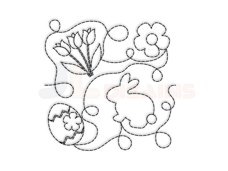Easter Quilting Edge to Edge Embroidery Designs. Bunny, Butterfly ...