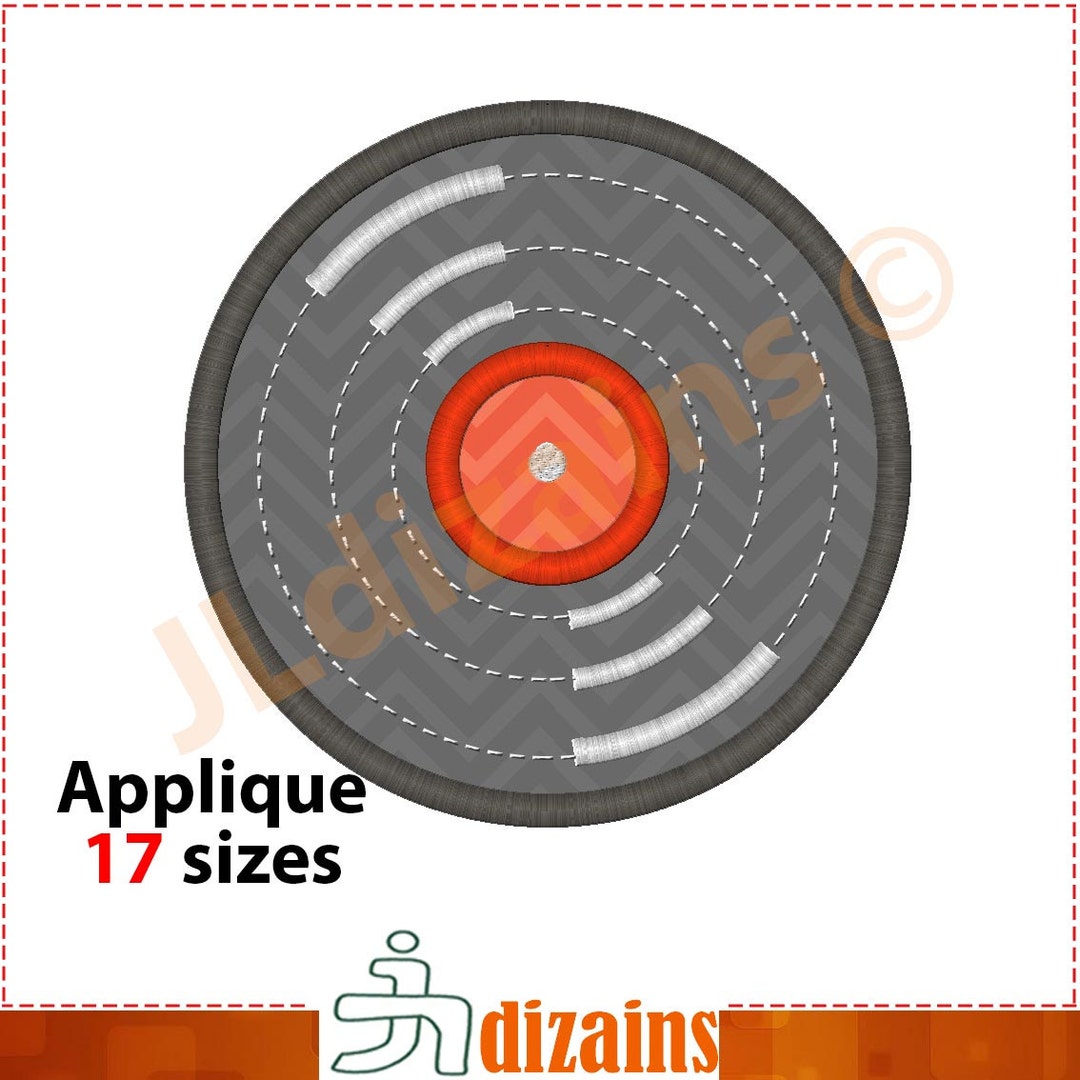 Vinyl Record Applique Design. Vinyl Record Embroidery Design. Record ...