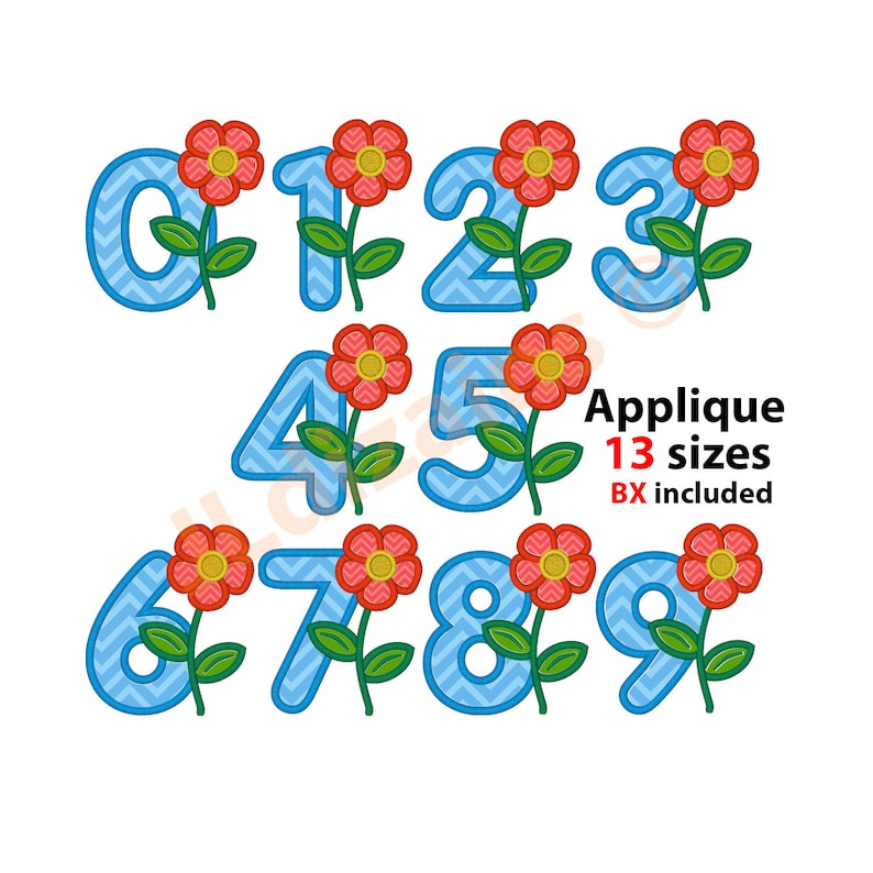 Applique Numbers. Flower Number Embroidery Design. Numbers - Etsy