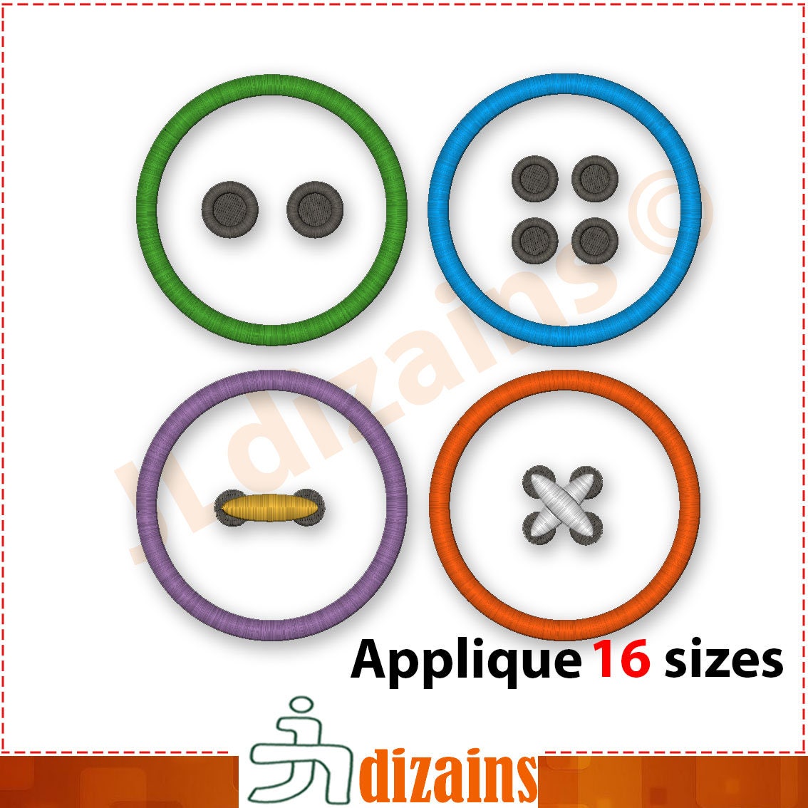 Button Applique Embroidery Design SET. Button Embroidery Designs ...