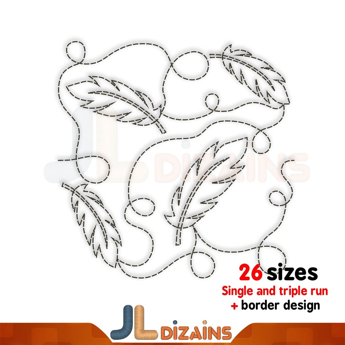 Feather Quilting Embroidery Design. Feather Quilt Block Embroidery ...