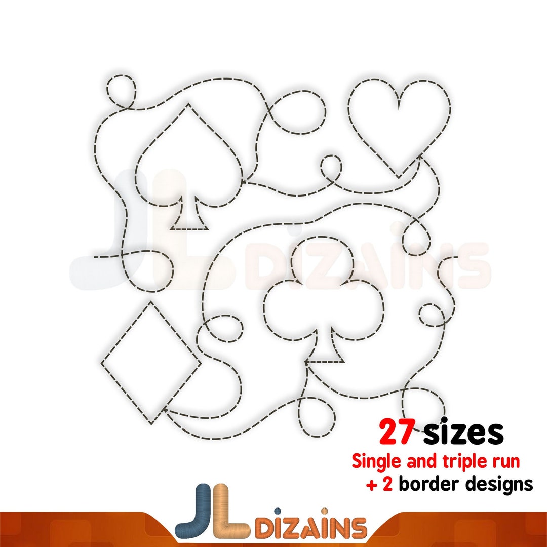 Card Suits Quilting Embroidery Design. Card Suits Quilt Block ...