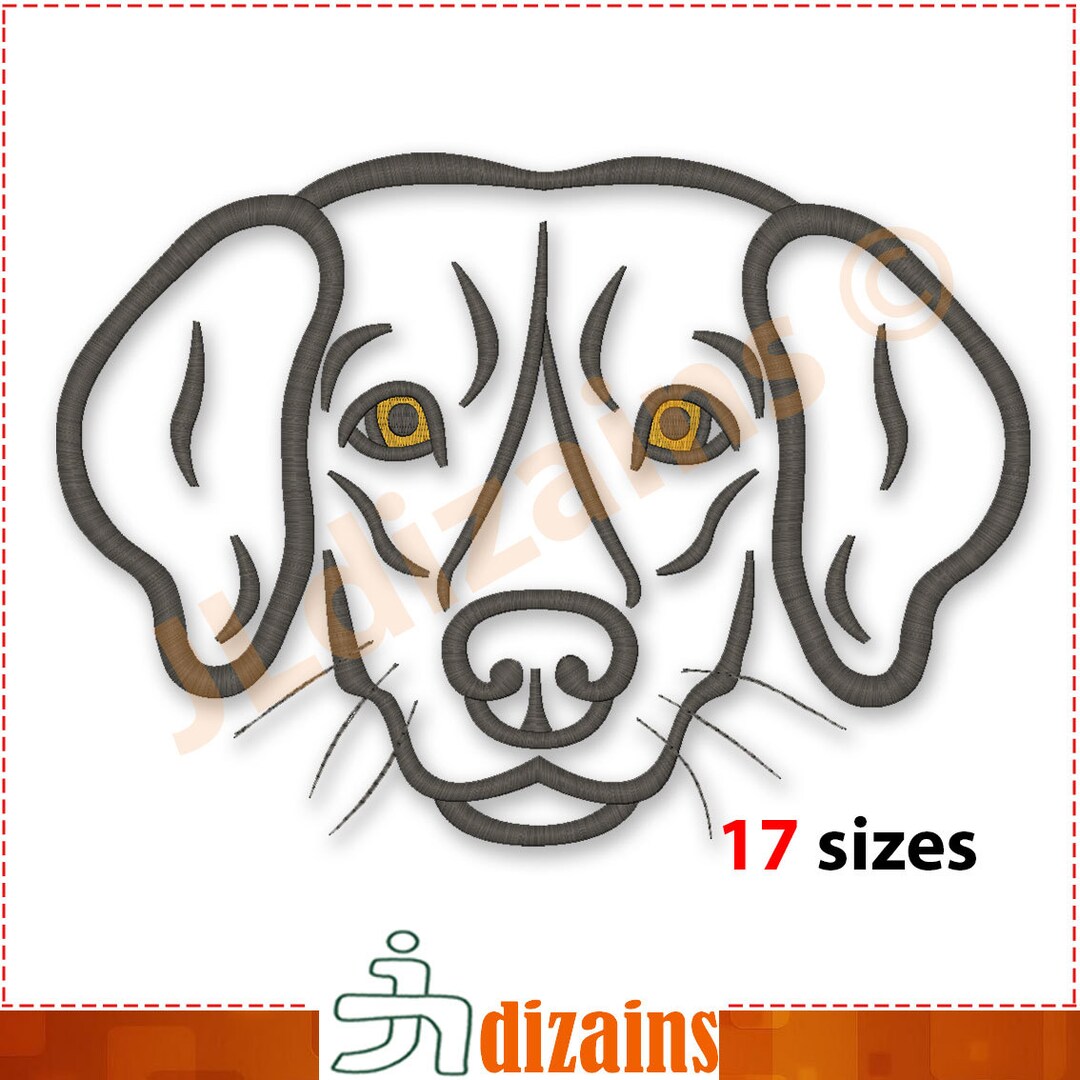 Dog Embroidery Design. Dog Face Machine Embroidery Files. 17 Sizes and ...