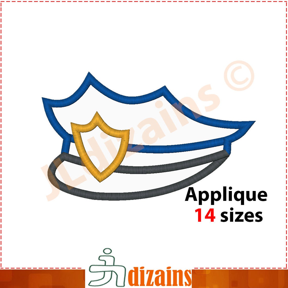 Police Cap Applique Design. Police Cap Embroidery Design. Embroidery ...