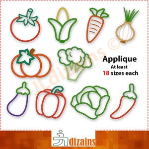 Vegetable Embroidery Applique Design Set. Pumpkin Applique, Carrot ...