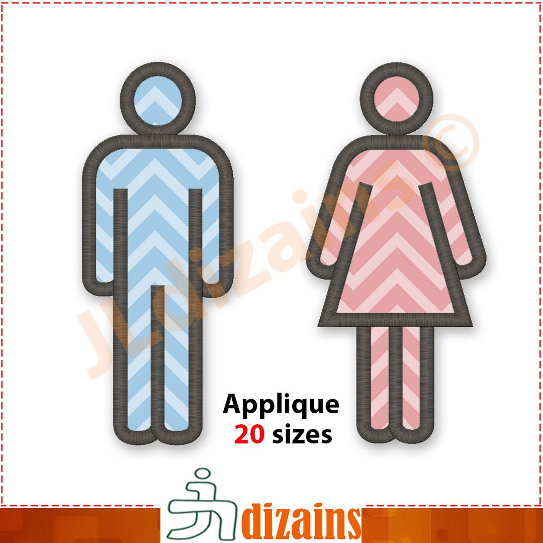 Male and Female Applique Design Set. Male Embroidery. Famale Embroidery ...