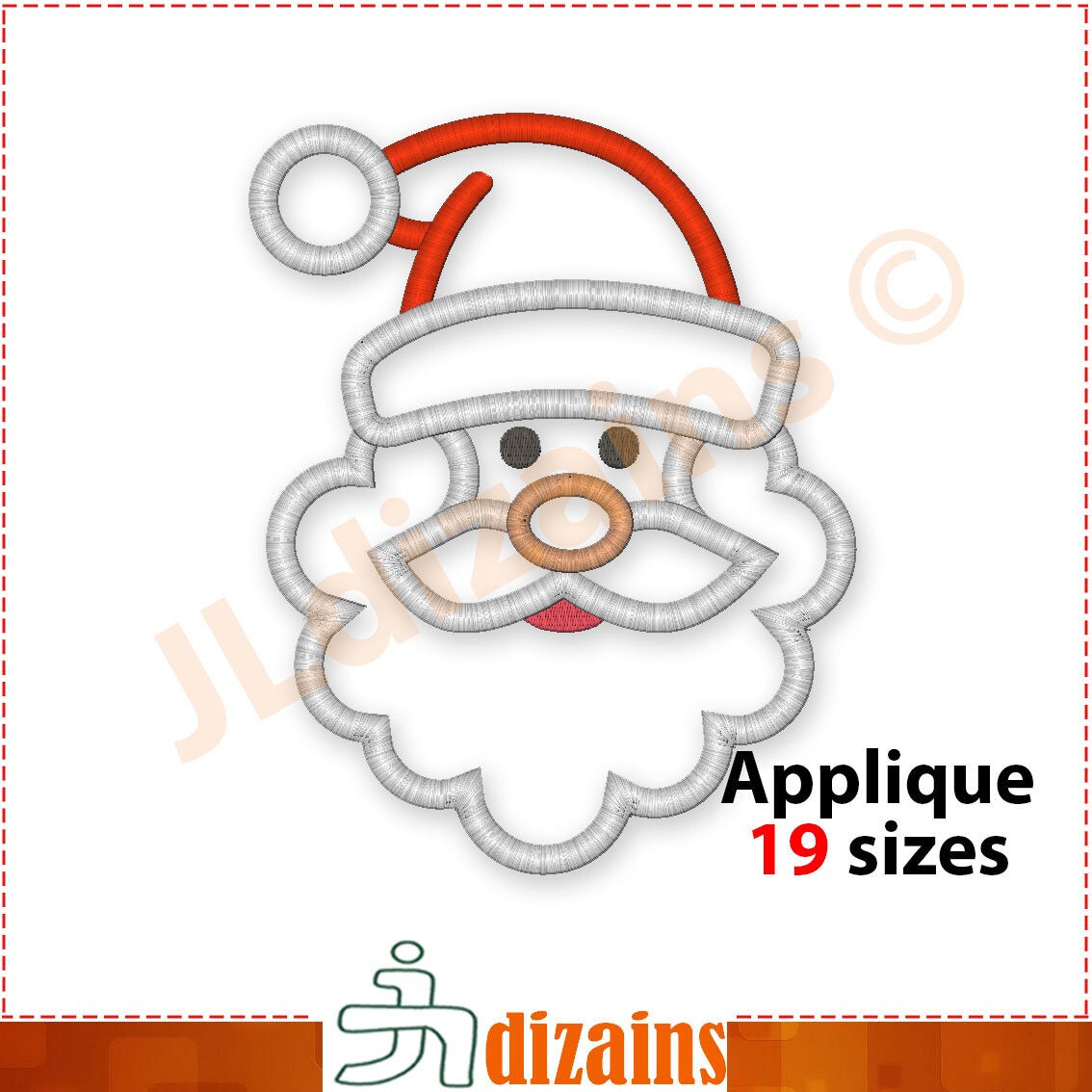 Felting Santa Applique Machine Embroidery Design Santa Claus Face Santa