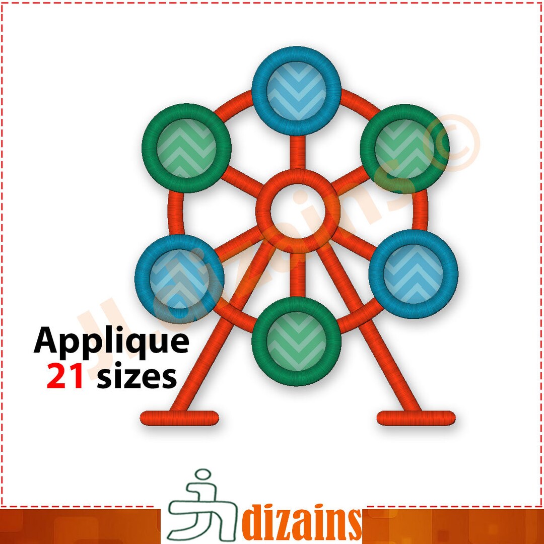 Ferris Wheel Applique Design. Ferris Wheel Embroidery Design. Applique ...