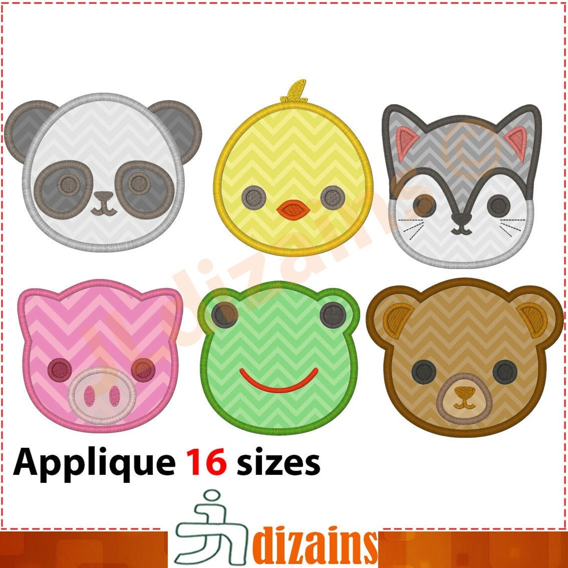 Animal Applique Design Set. Animal Embroidery Design Set. - Etsy