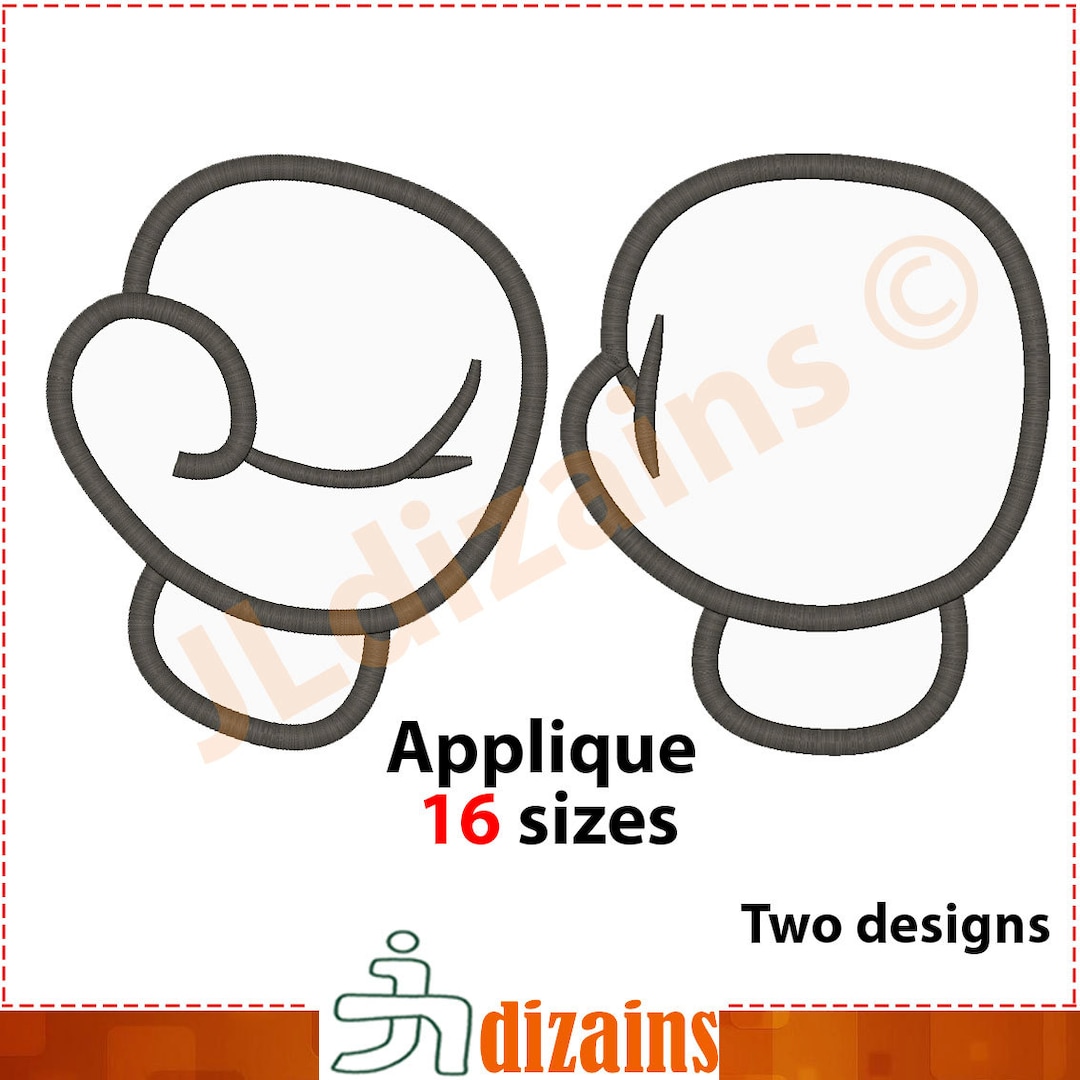 Boxing Gloves Applique Embroidery Design. Two Separate Glove Designs ...